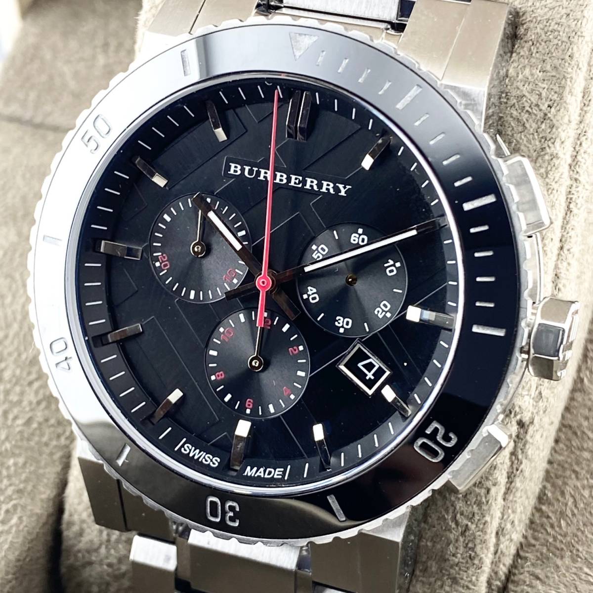 【目立った傷や汚れなし】【1円箱付】BURBERRY バーバリー 腕時計 メンズ クロノグラフ BU9380 ブラック文字盤 チェック柄 ...