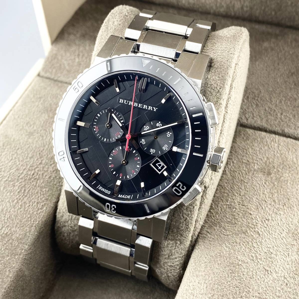 【目立った傷や汚れなし】【1円箱付】BURBERRY バーバリー 腕時計 メンズ クロノグラフ BU9380 ブラック文字盤 チェック柄 ...