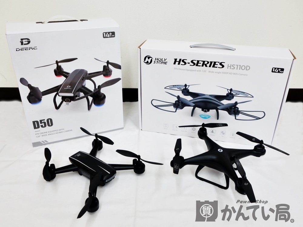 【やや傷や汚れあり】22-H-216【2機セット】DEERC D50 Holy Stone HS110D ドローン カメラ付き ブラック HD ...