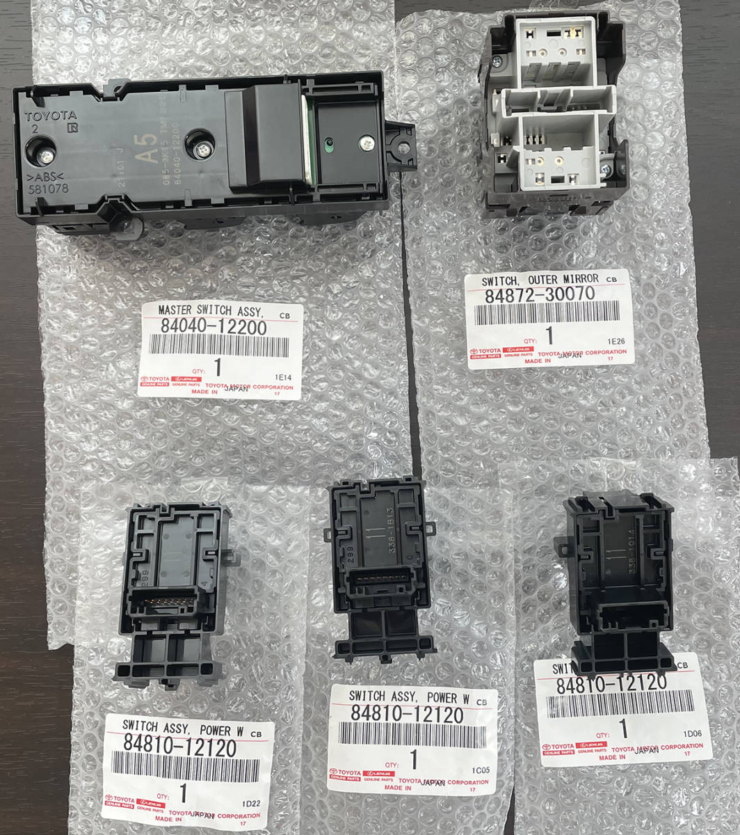 【目立った傷や汚れなし】トヨタ純正 パワーウィンドスイッチ 84040-12200 / アウターミラースイッチ 84872-30070 ...