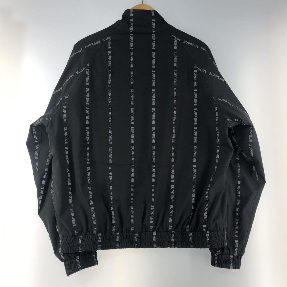 【やや傷や汚れあり】【中古】Supreme 18AW Reflective Text Track Jacket M ブラック ナイロンブルゾン ...