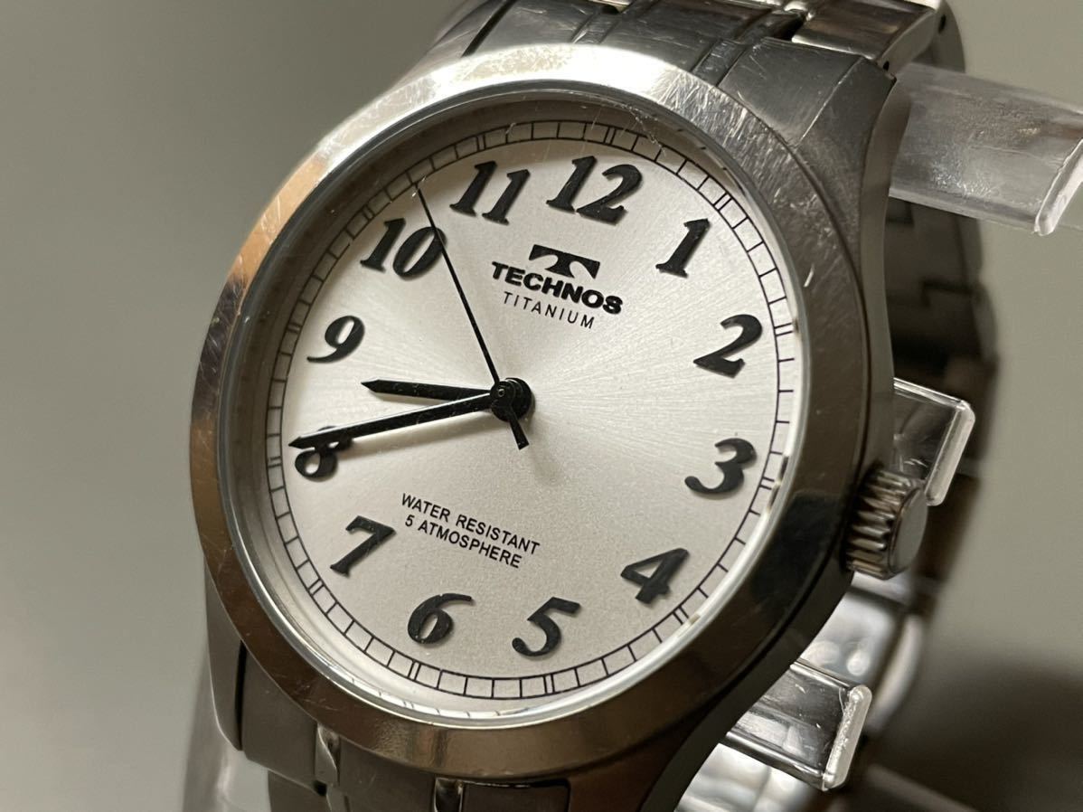 【傷や汚れあり】1円〜 TECHNOS テクノス TITANIUM チタン TSM905 クォーツ メンズ腕時計 稼働品 FULL ...