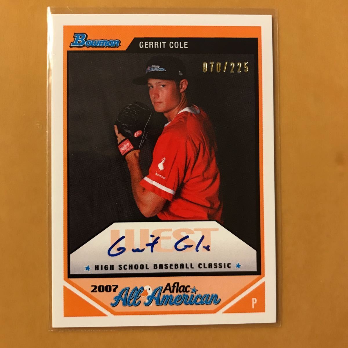 【目立った傷や汚れなし】2007 Topps Bowman Aflac All American Gerrit Cole signature autograph Card MLB 70/225 ...