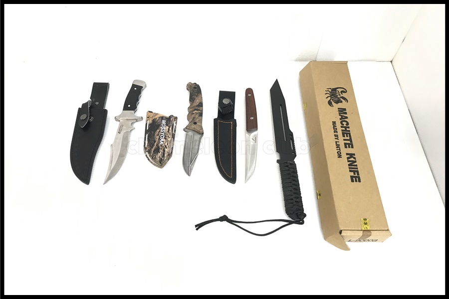 【全体的に状態が悪い】東京)MOSSY OAK/XHM awesome/LINTON など 1)ナイフまとめ シースナイフ マチェット 4本の ...