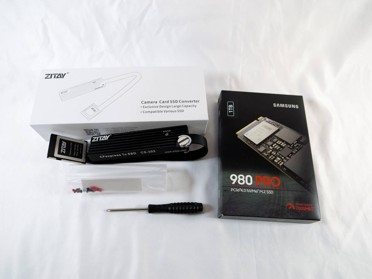 【未使用に近い】【ほぼ未使用】ZITAY CFexpress Bカード - NVMe M.2 SSD 2T SSDアダプター SAMSUNG 980 PRO 1TB 付き DC-GH6動作確認 ...