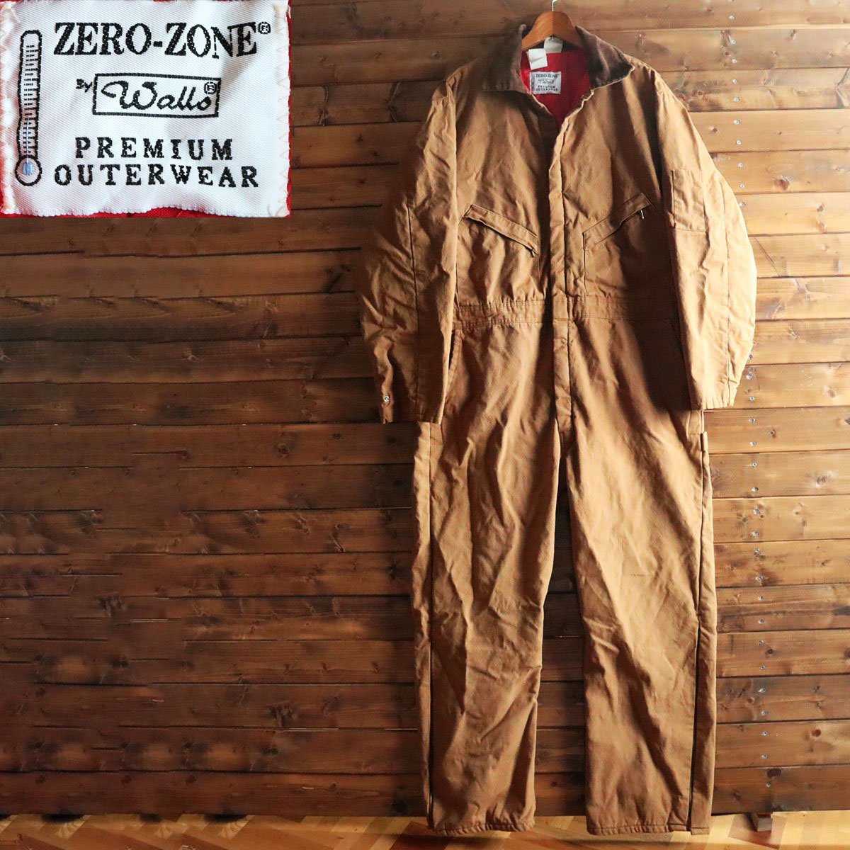 【やや傷や汚れあり】★9T/M8.30-5 Walls ウォールズ Zero-Zone ゼロゾーン カバーオール オールインワン つなぎ 作業服 ダック地 YKKジッパー メンズ X-LR 茶 ...
