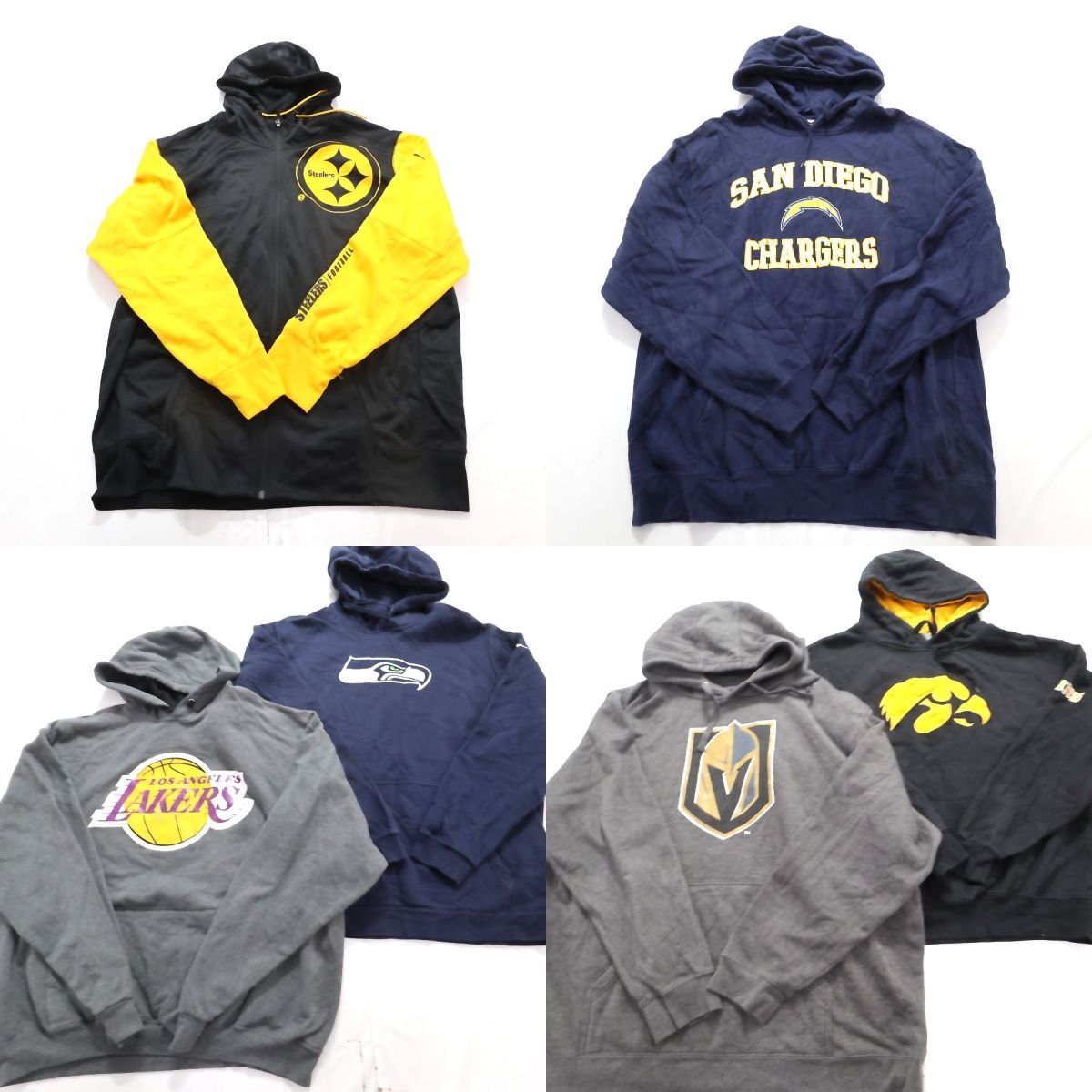 【やや傷や汚れあり】 プロチーム スウェットMIX set レイカーズ NBA NFL フルジップ 他 (メンズ2XL/3XL) 6枚まとめ ...