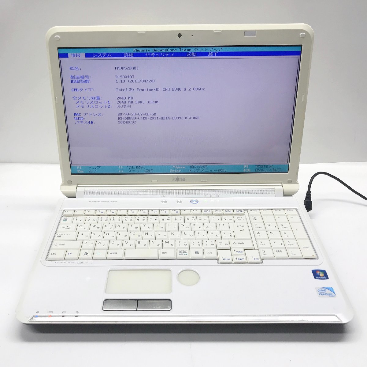 【傷や汚れあり】NT: 富士通 AH52/DA Pentium B940 2.0G /2GB 無線ブルーレイノート の落札情報詳細| ヤフオク ...