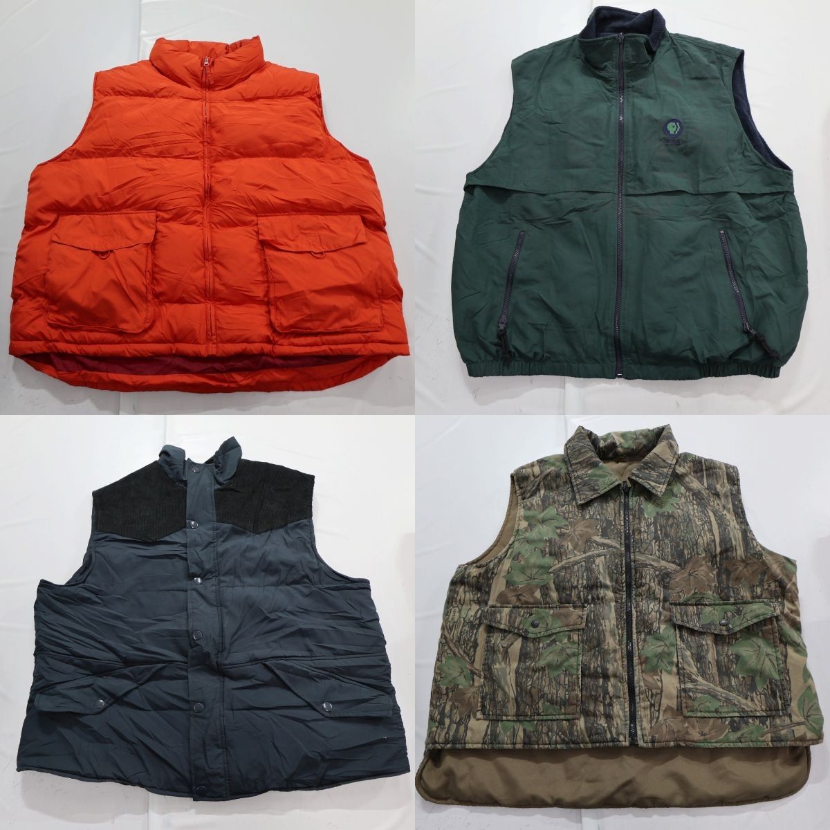 【やや傷や汚れあり】 ヘビー系 ベスト set 中綿入り リバーシブル 単色 他 (メンズXL/3XL) 4枚セット まとめ売り 古着卸 1円 ...