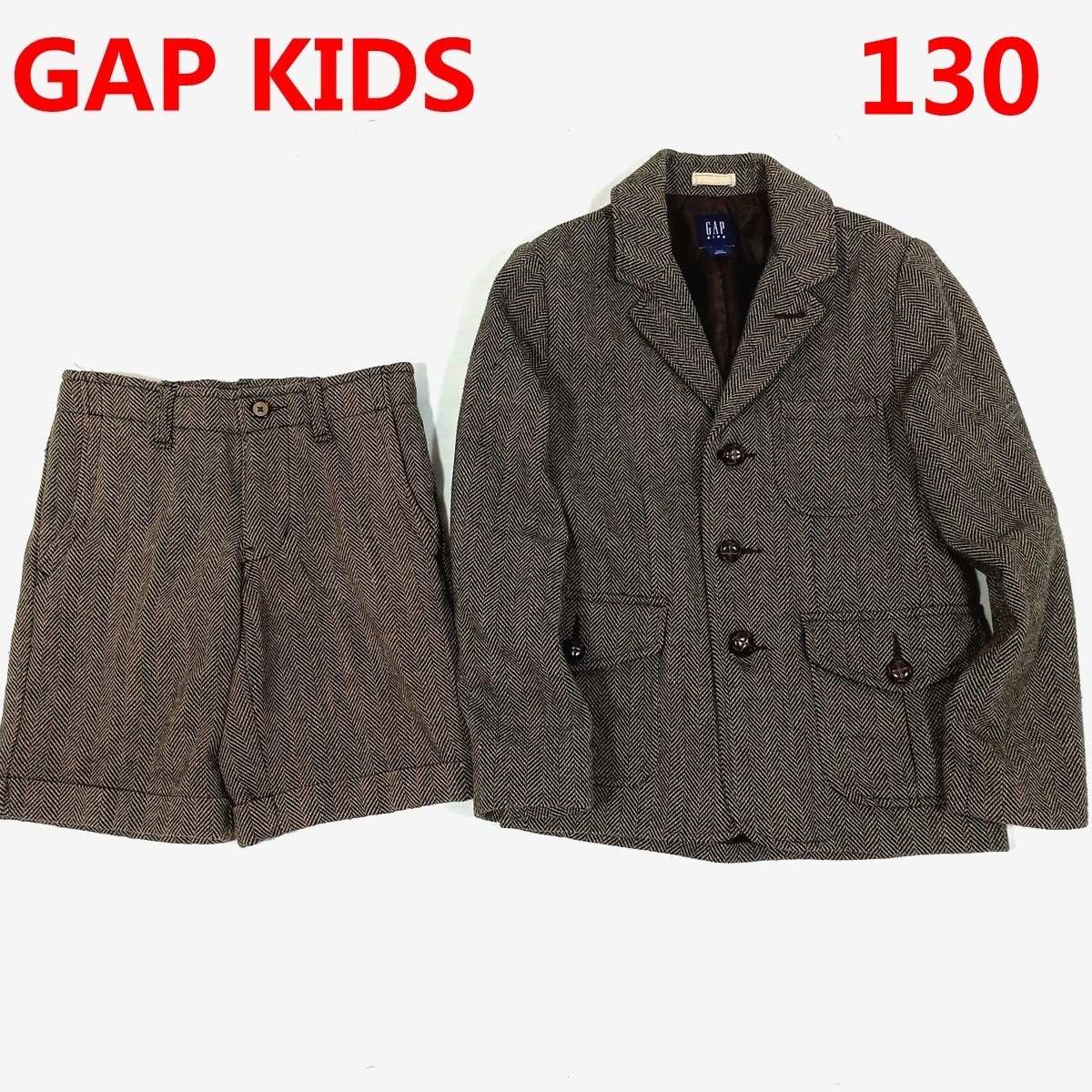 【目立った傷や汚れなし】即決★Gap kids ギャップ キッズ 上下 ツイード セットアップ ジャケット ショーツ 130【送料無料】の落札情報詳細 - ヤフオク落札価格検索 オークフリー