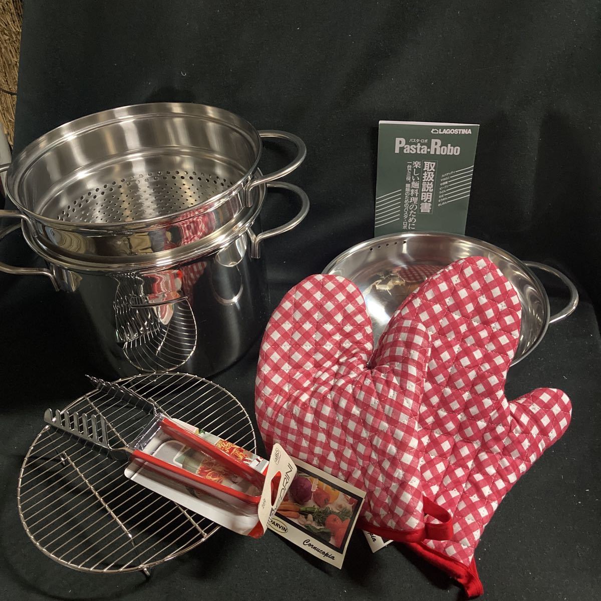 【未使用に近い】☆LAGOSTINA☆ PASTA ROBO PEDRINI PARVIN パスタ鍋 なべつかみ ミトン トング ラゴス ...