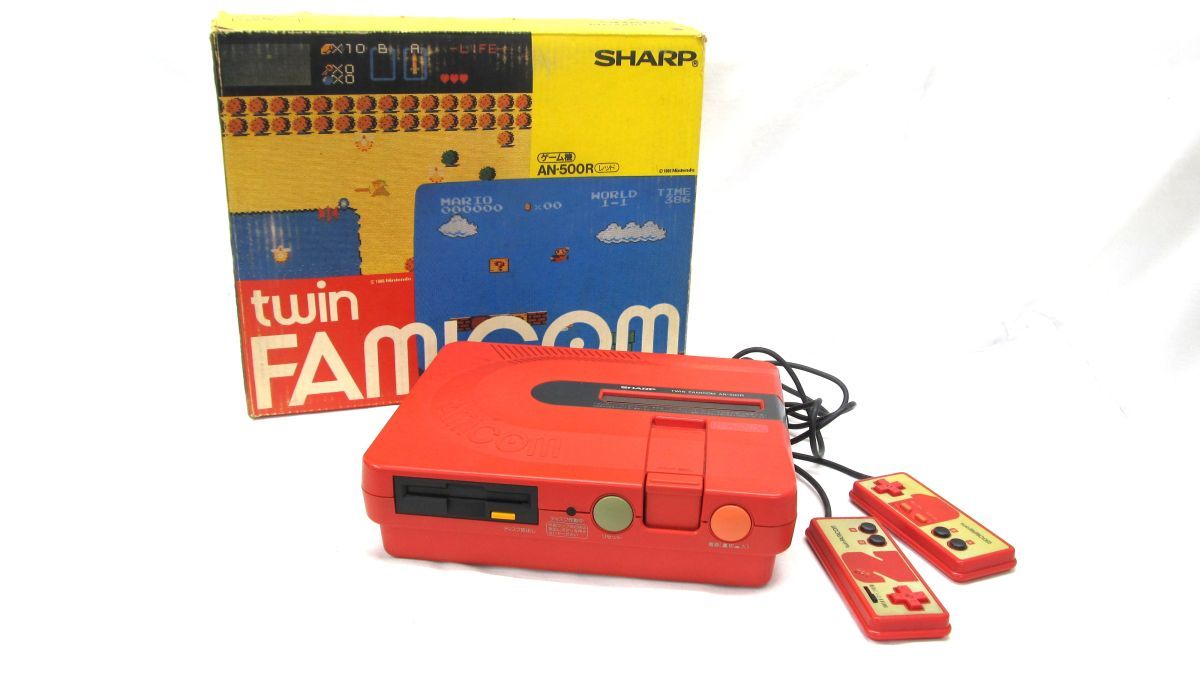 【傷や汚れあり】1000円スタート ゲーム機 SHARP シャープ TWIN FAMICON AN-500R レッド ACアダプター欠品 通電 ...