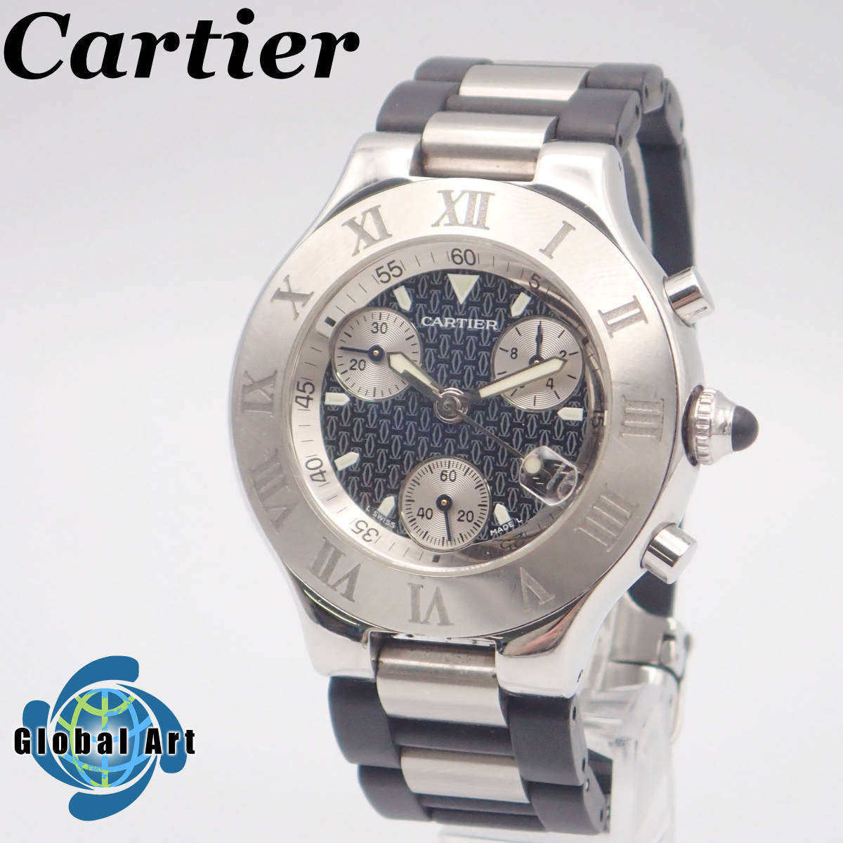 【傷や汚れあり】う02406/Cartier カルティエ/マスト21/クロノスカフ/クオーツ/メンズ腕時計/Dバックル/クロノグラフ/デイト/ローマンベゼル/純正ベルトの落札情報詳細 ...