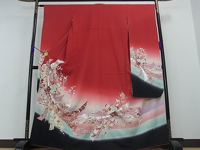 【やや傷や汚れあり】平和屋着物 豪華振袖 作家物 束ね熨斗花鳥宝尽くし文 暈し染め 金銀彩 逸品 hy3845の落札情報詳細 - ヤフオク落札 ...