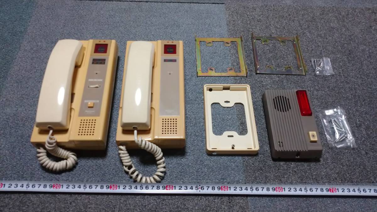 【傷や汚れあり】ナショナル インターホン ドアホン ピンポン チャイム WQE91-NS012 WQE660K EK80 動作確認 1階 2階 外機1台 中機2台 100ボルト TJDM6 ...