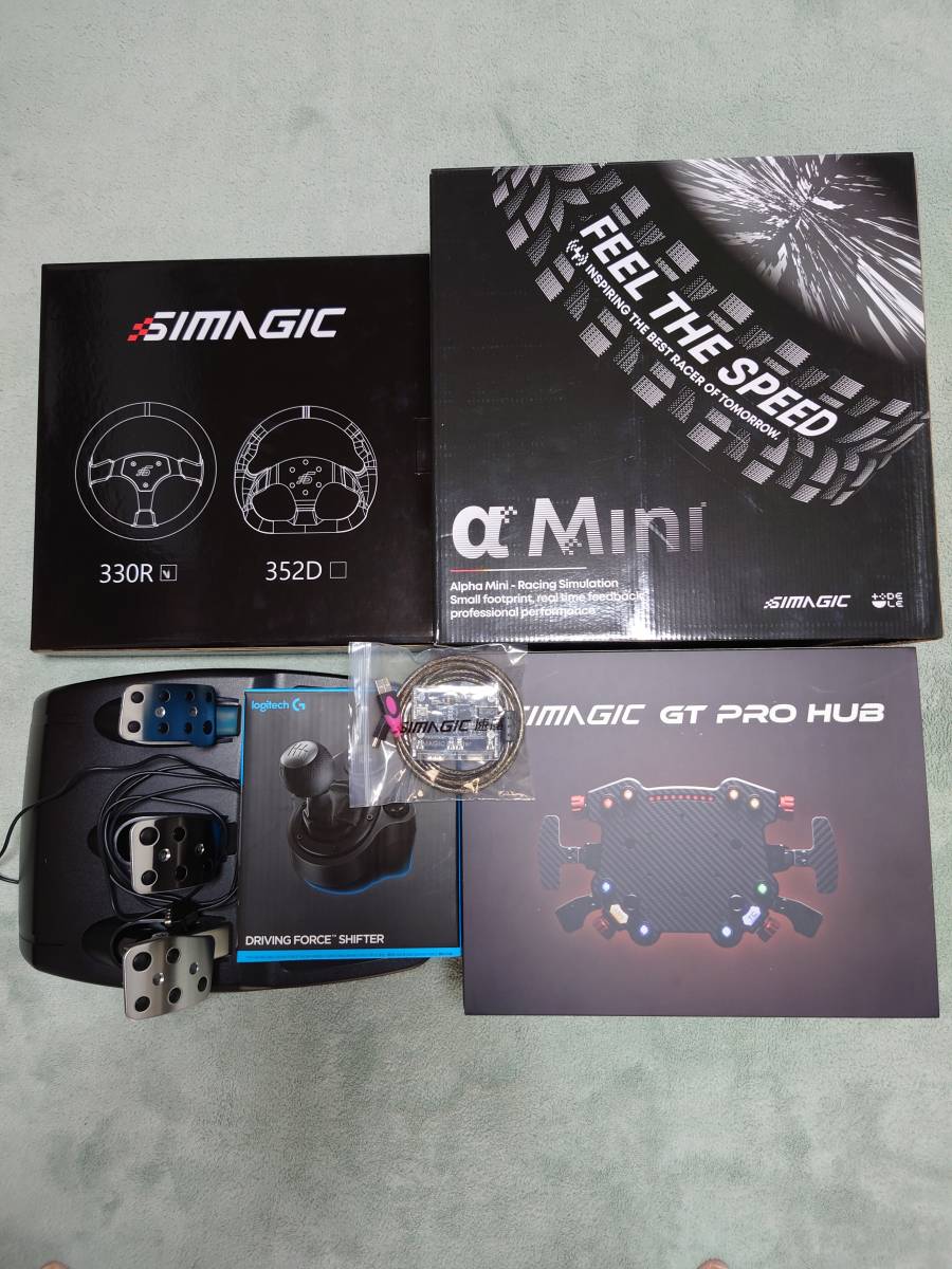 【未使用に近い】SIMAGIC Alpha Mini+GT Pro HUB+アルカンタラホイール+USBアダプター+おまけ(G29シフターと ...