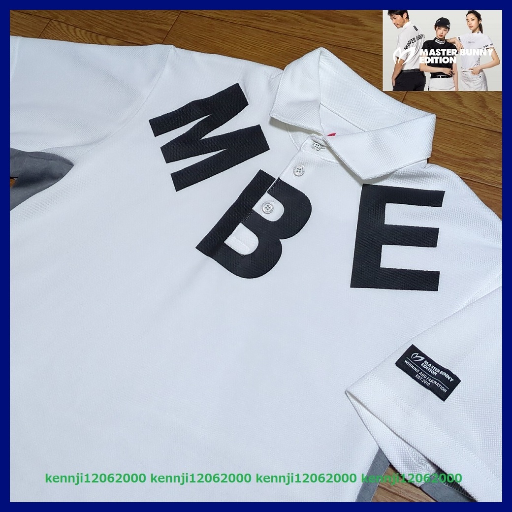 【目立った傷や汚れなし】限定完売 正規品 マスターバニーエディション by パーリーゲイツ MBE TOUR-M BIGロゴ 吸水速乾 ドライ 半袖 ポロシャツ 白 / 黒 Saiz 6 LL ...