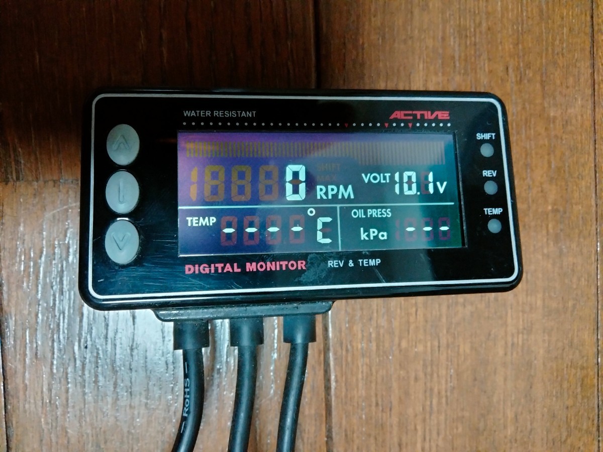 【目立った傷や汚れなし】美品】送料299円 ACTIVEデジタルメーターV3 アクティブ REV TEMP 検)crf yzf wr drz DR-Z serrow セロー シェルパ KLX ...