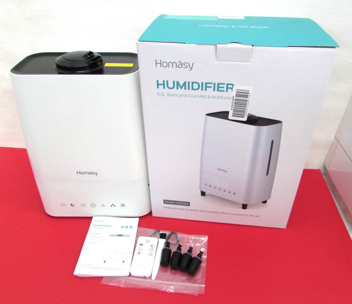 【やや傷や汚れあり】Homasy HUMIDIFIER 加湿器5.5L HM539A 温冷ミスト 超音波加湿器 静音 超大容量 通電確認済み ...