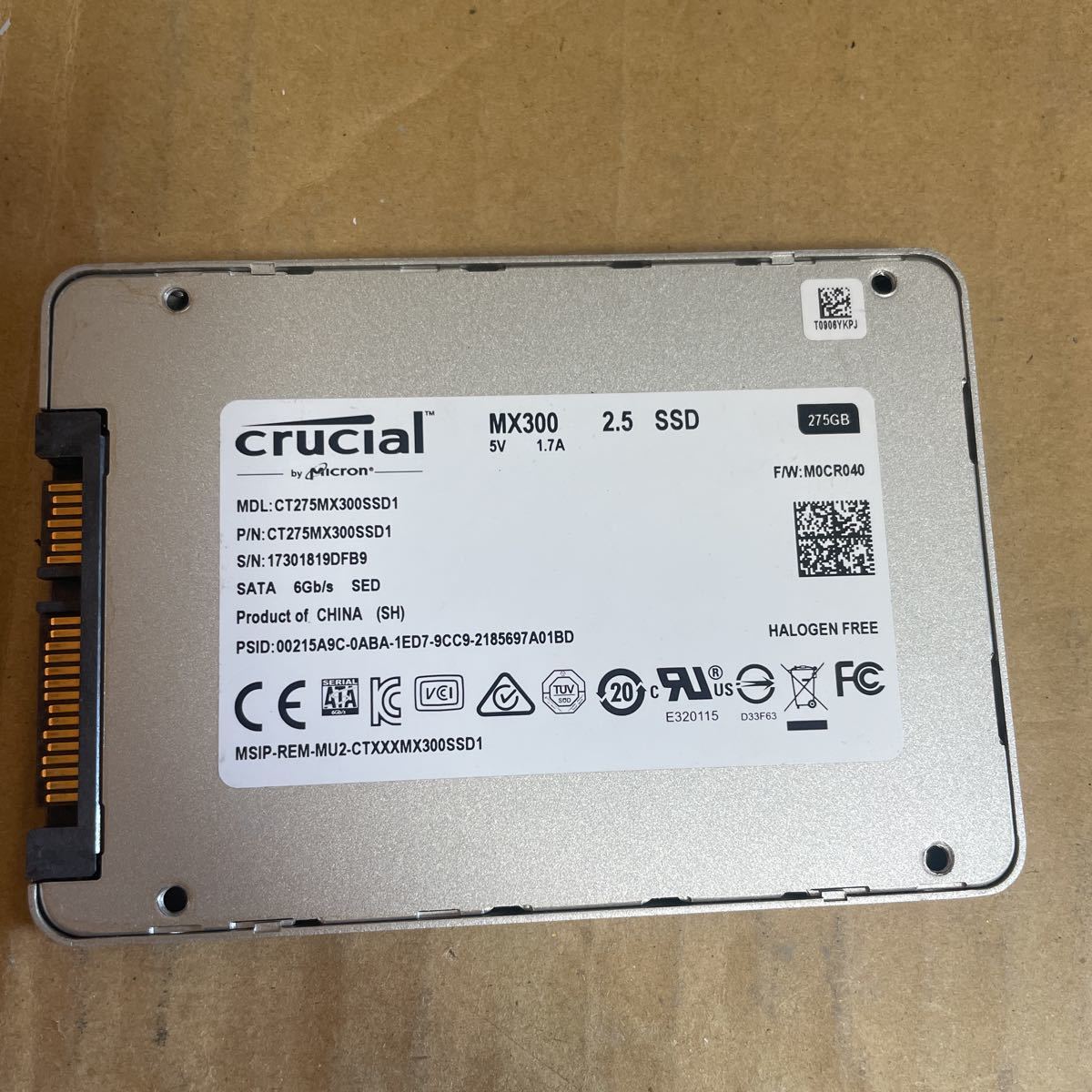 【傷や汚れあり】使用16H/Crucial 2.5インチ275GBSSD CT275MX300SSD1 Serial ATA 6Gb/s 動作 ...