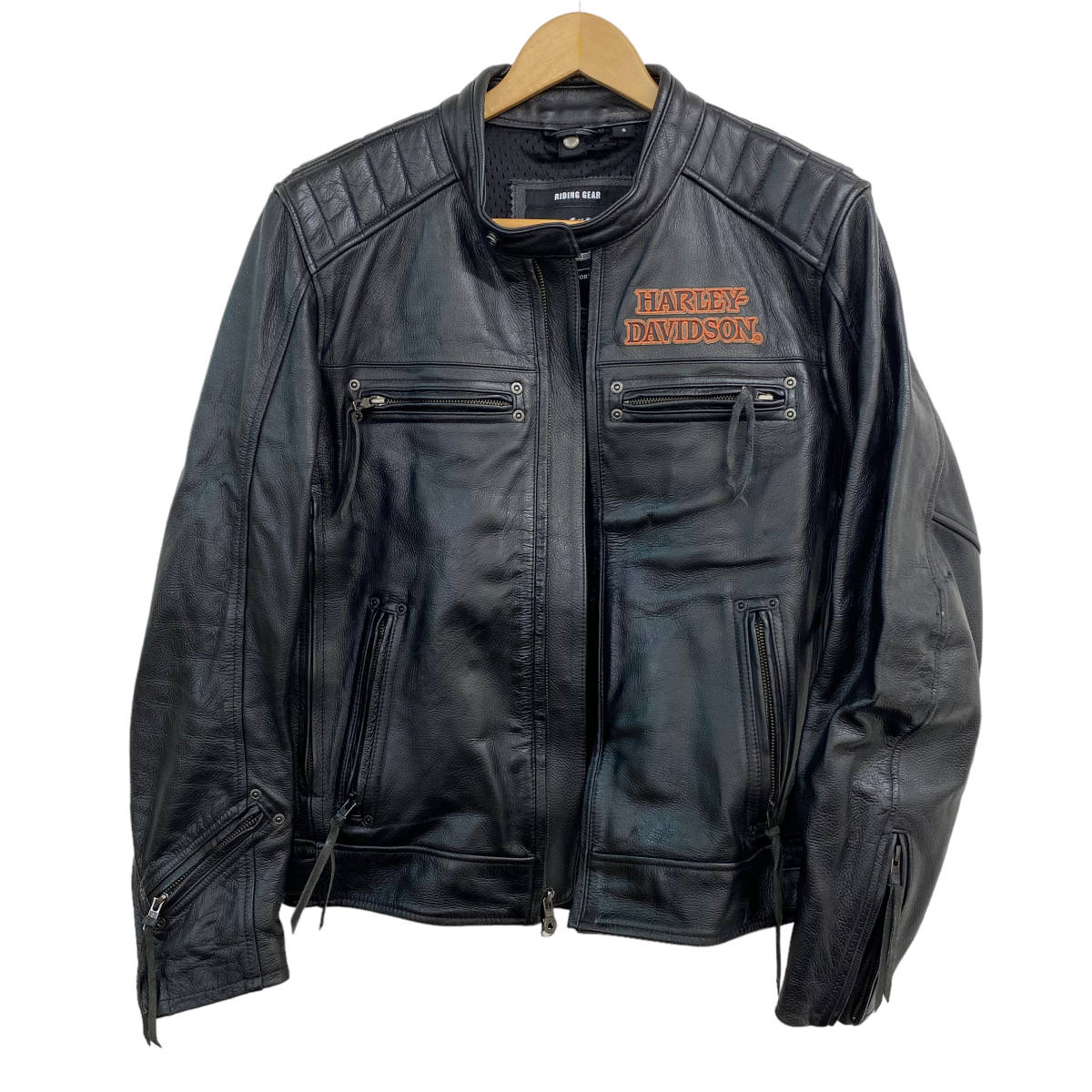 【やや傷や汚れあり】【即決】 HarleyDavidson ハーレーダビッドソン レザージャケット 98062-13VM 黒系 ブラック系 S ...