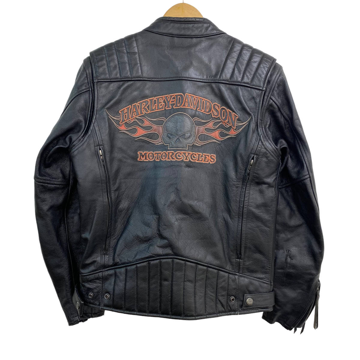 【やや傷や汚れあり】【即決】 HarleyDavidson ハーレーダビッドソン レザージャケット 98062-13VM 黒系 ブラック系 S ...