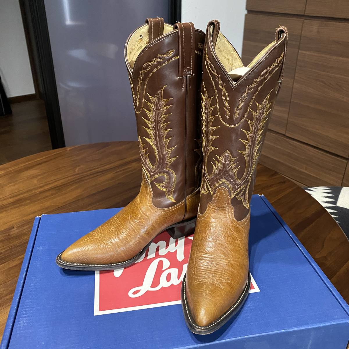 【やや傷や汚れあり】USA製★Tony Lama トニーラマ★ウエスタンブーツ 7D＝25 バイカー レザー メンズ ツーリング ライディング ...