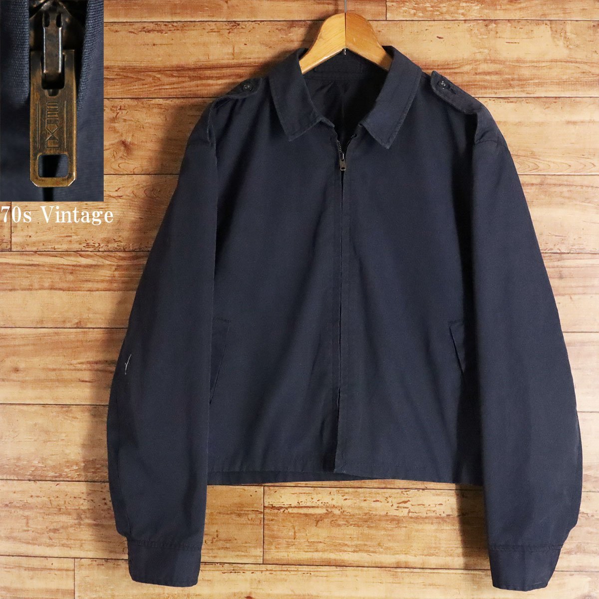 【やや傷や汚れあり】C8J/R6.13-1 70s ヴィンテージ アメリカ古着 ポリコットン ワークジャケット ブルゾン メンズ SERVAL ...