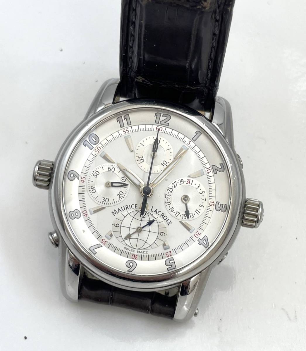 【全体的に状態が悪い】B5)100円～不動品 モーリス・ラクロア マスターピースクロノグローブ Masterpiece Chronoglobe 自動巻きの落札情報詳細 - ヤフオク落札価格検索 ...