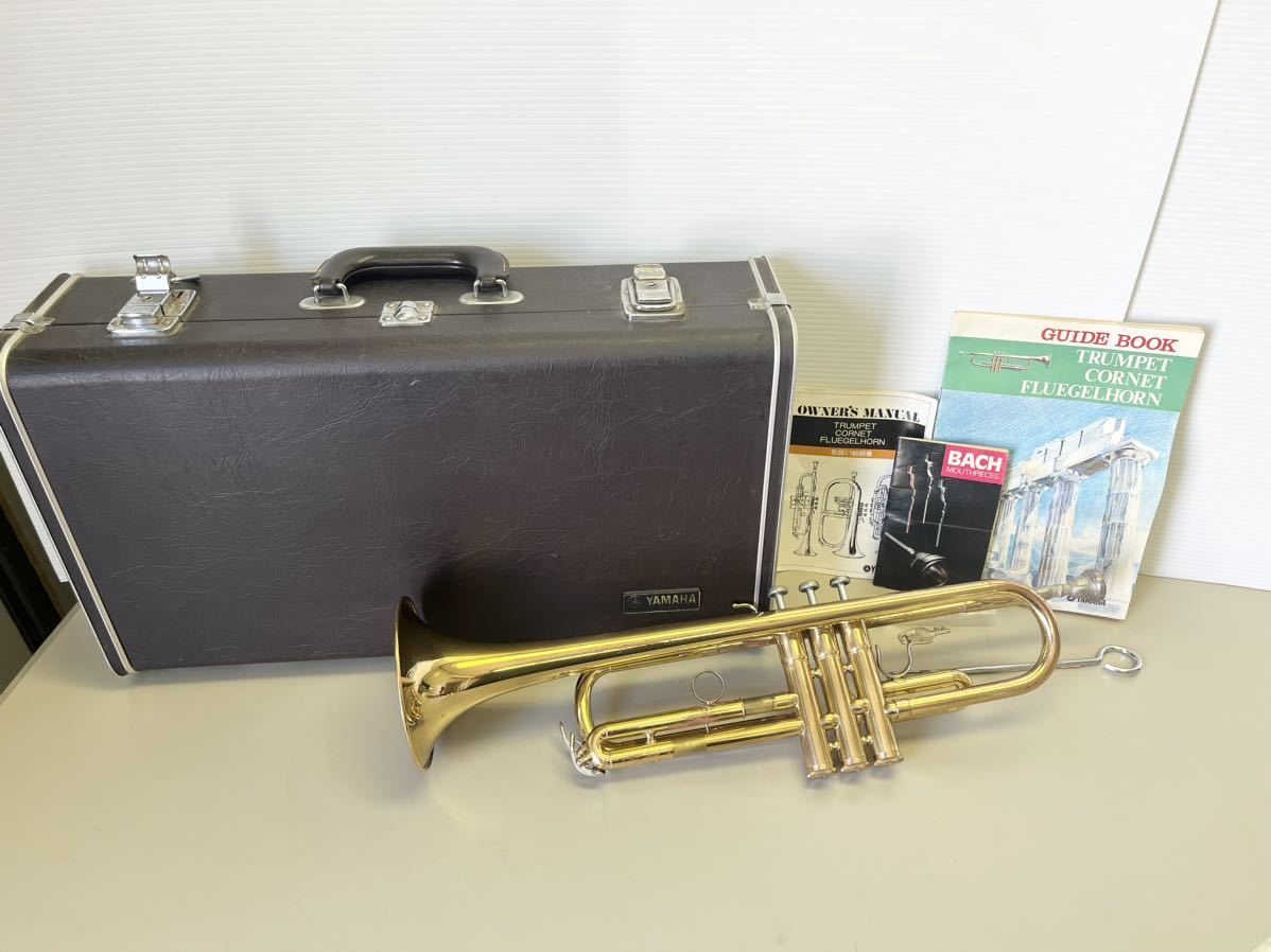 【傷や汚れあり】 1円〜YAMAHA トランペット YTR-637 プロモデル ハードケース BACHマウスピース7C付 音出し未確認 ...