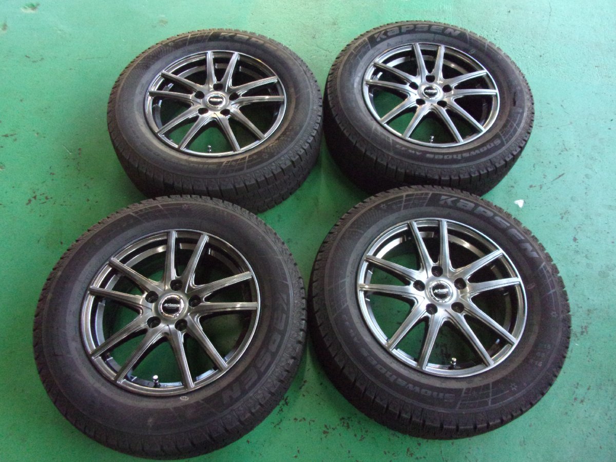 【やや傷や汚れあり】送料無料【TECHNOPIA】Altemis☆エルグランド、クロスロード他！6.5J×16+48 PCD114.3-5穴☆2022年バリ山！スタッドレス 215/65R16 ...