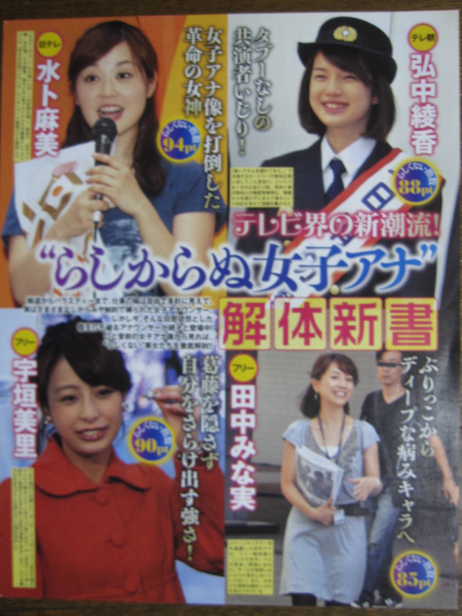 【目立った傷や汚れなし】切り抜き 弘中綾香水卜麻美田中みな実宇垣美里山形純菜山崎夕貴山本里菜松丸友紀小川彩佳岡副麻希久保田直子（424a-1 ...