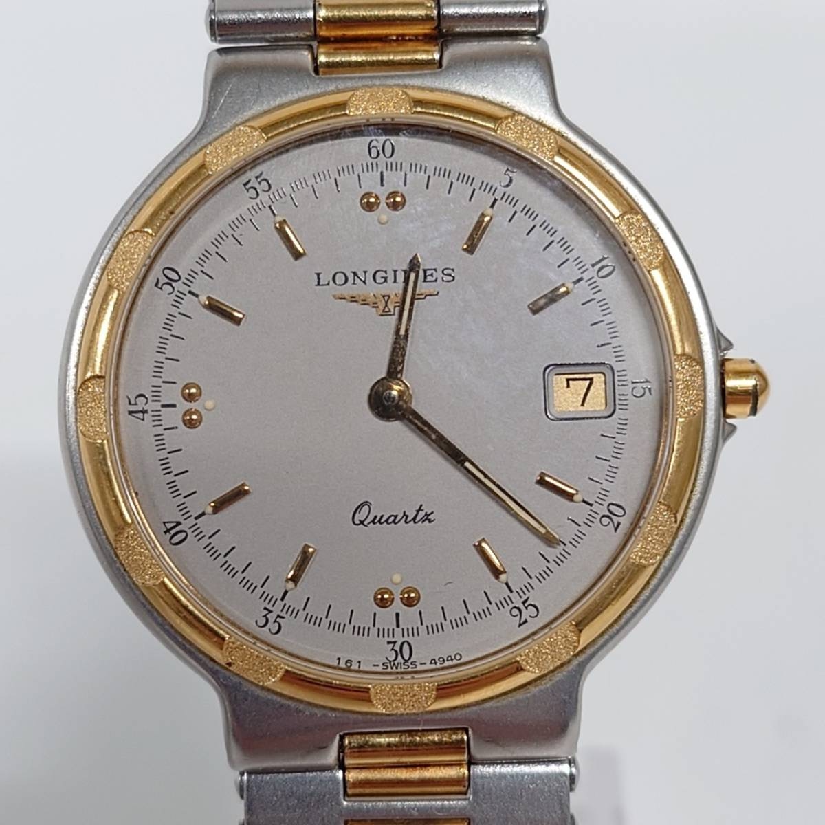 【やや傷や汚れあり】1円~【実動】ロンジン LONGINES コンクエスト CONQUEST Cal.L161.2 Ref.4940.14.161 QZ メンズ腕時計 グレー文字盤 純正ベルト ...