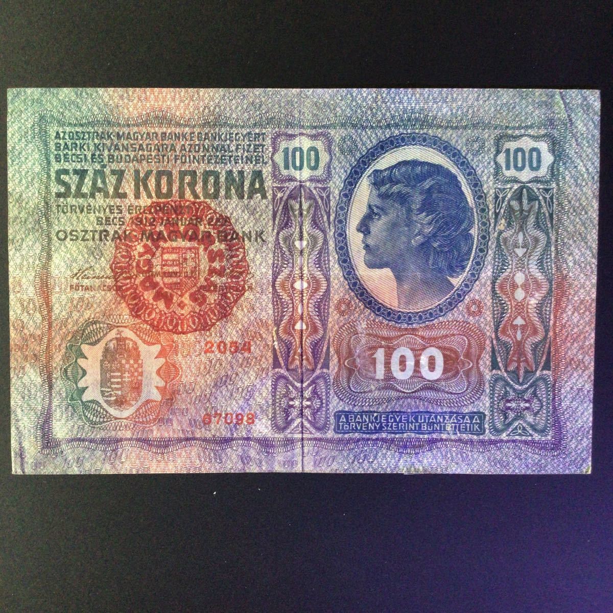 【目立った傷や汚れなし】World Paper Money HUNGARY 100 Korona【1920-old date 2.Jan ...
