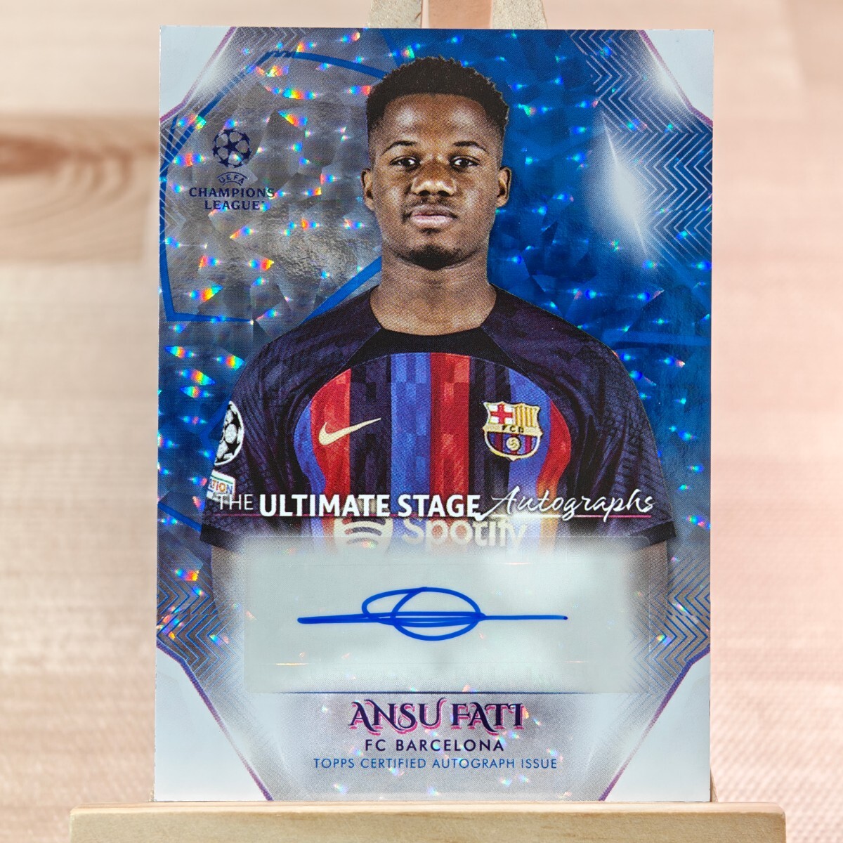 【目立った傷や汚れなし】99枚限定 アンス・ファティ 2022-23 Topps UEFA Ansu Fati Ultimate Stage Auto 08/99 Blue Icy ...