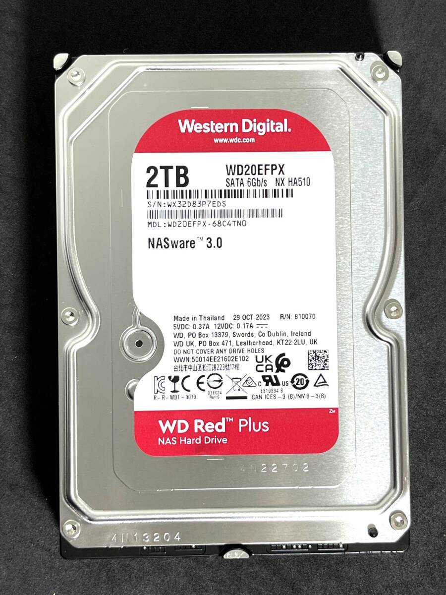 【未使用に近い】【送料無料】★ 2TB ★ WD Red Plus / WD20EFPX 【使用時間：58h】 2023年製 新品同様 ...