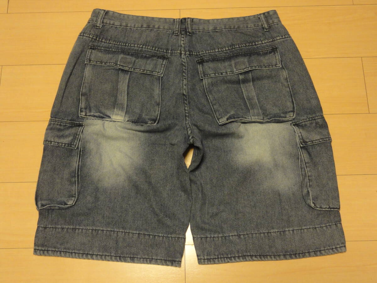 【やや傷や汚れあり】格安超特大(42・W100cm位)レア・PLAY BIGG JEANS(プレイビッグ)・ダメージ加工デニム地・高級カーゴ系 ...