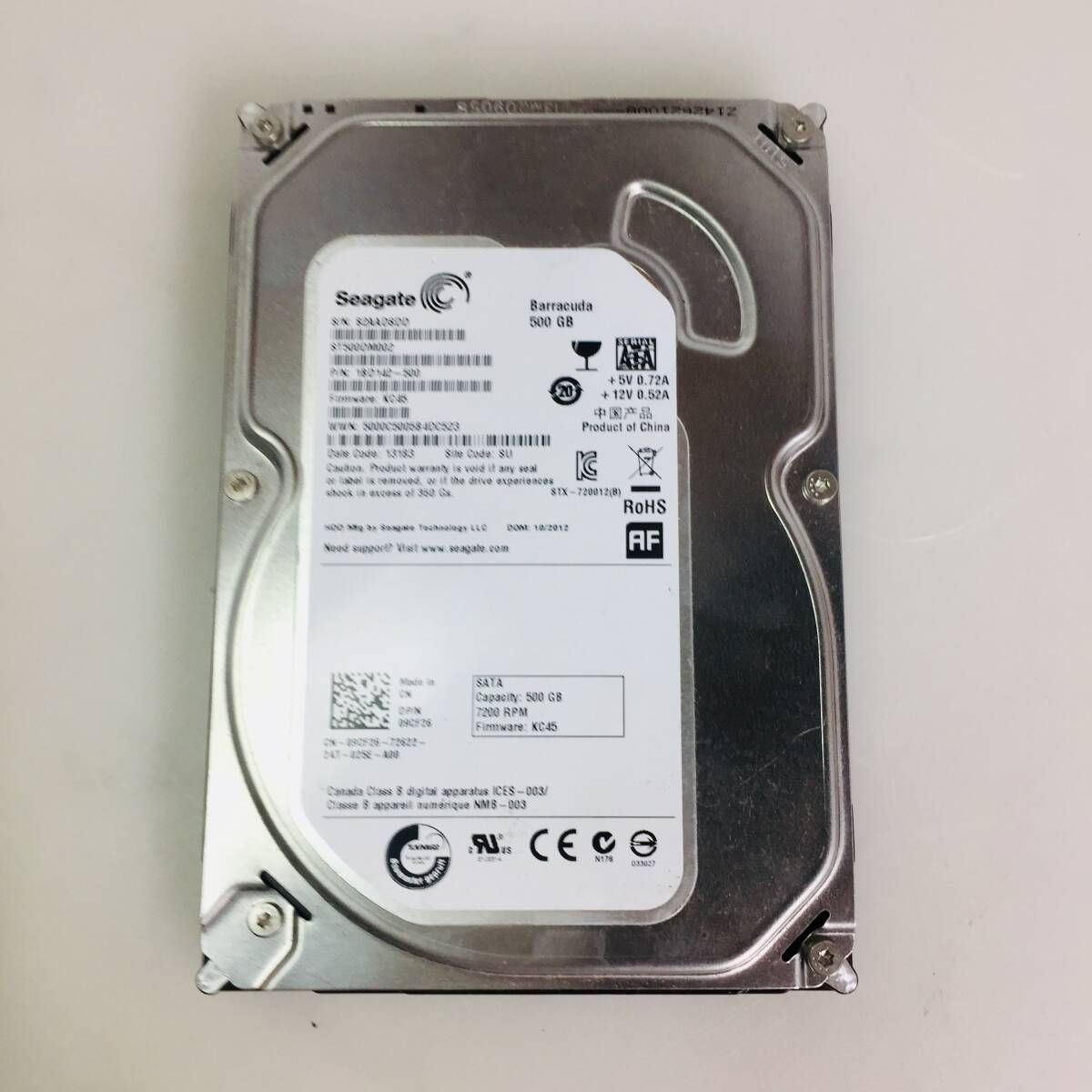 【やや傷や汚れあり】 59169時間 Seagate BarraCuda ST500DM002 3.5インチHDD 『正常判定』500GBの ...