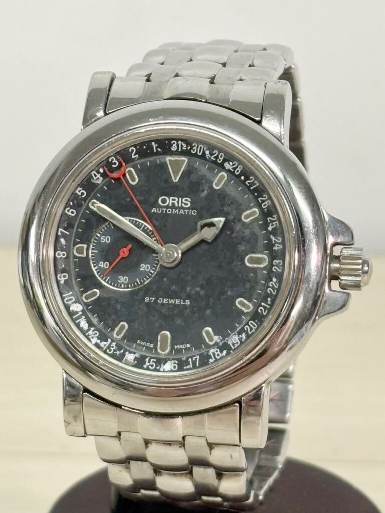 【傷や汚れあり】[ML11582-5]1円〜稼働品！ORIS 7477 Cal.640 自動巻き 腕時計 ブラック文字盤 スモセコ 27石の ...