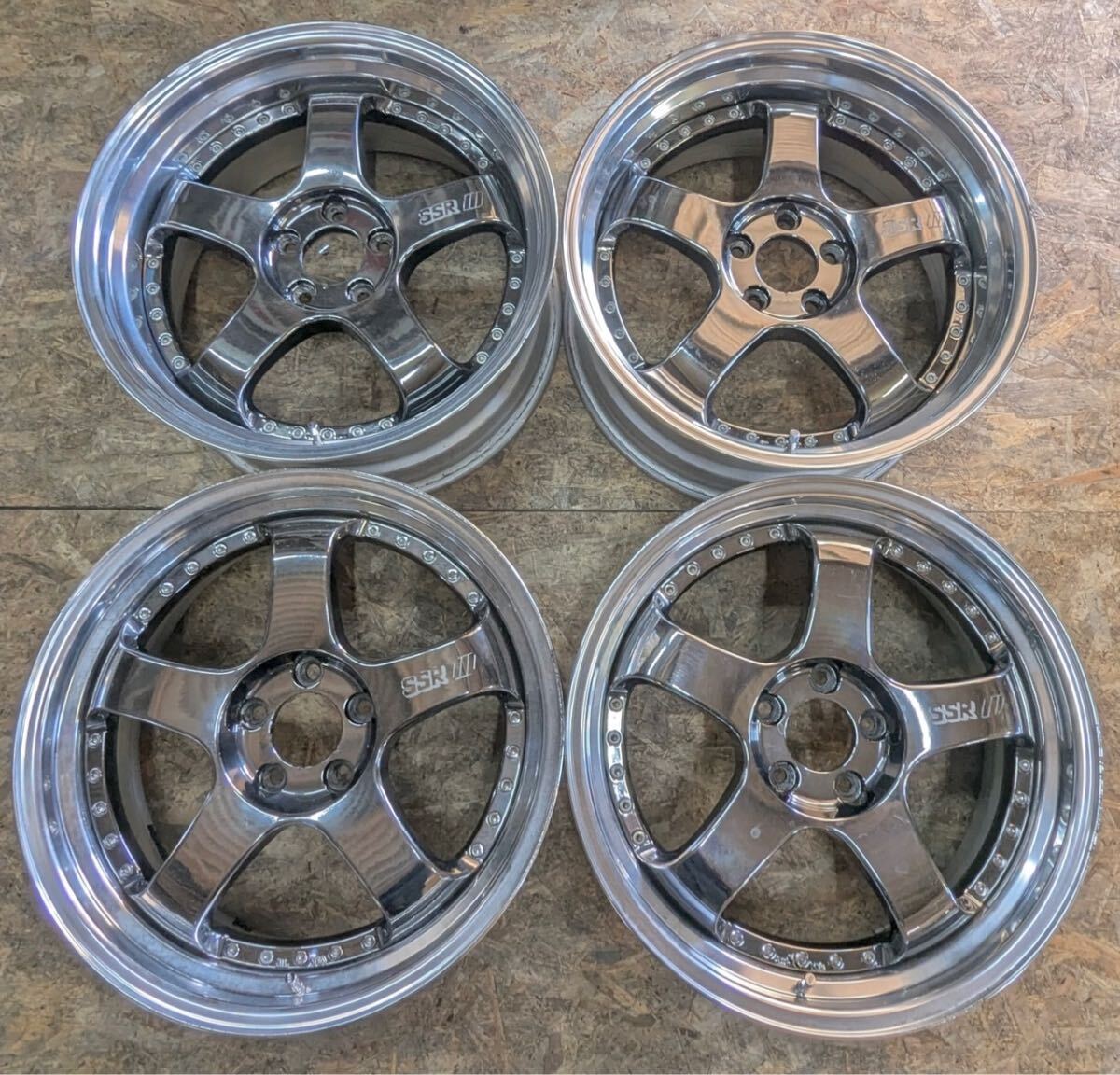 【やや傷や汚れあり】【希少！】SSR Professor SP1 19インチ 8J＋37 8.5J＋30 PCD114.3 5穴 5H 深リム メッキ 当時物 絶版 シルビア スカイライン ...