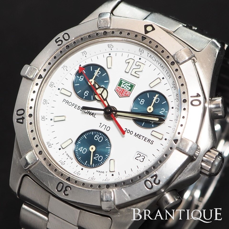 【やや傷や汚れあり】【希少 2000シリーズ】 Tag Heuer professional CK1111 クロノグラフ SS QZ デイト メンズ 腕時計「24814」の落札情報詳細 ...