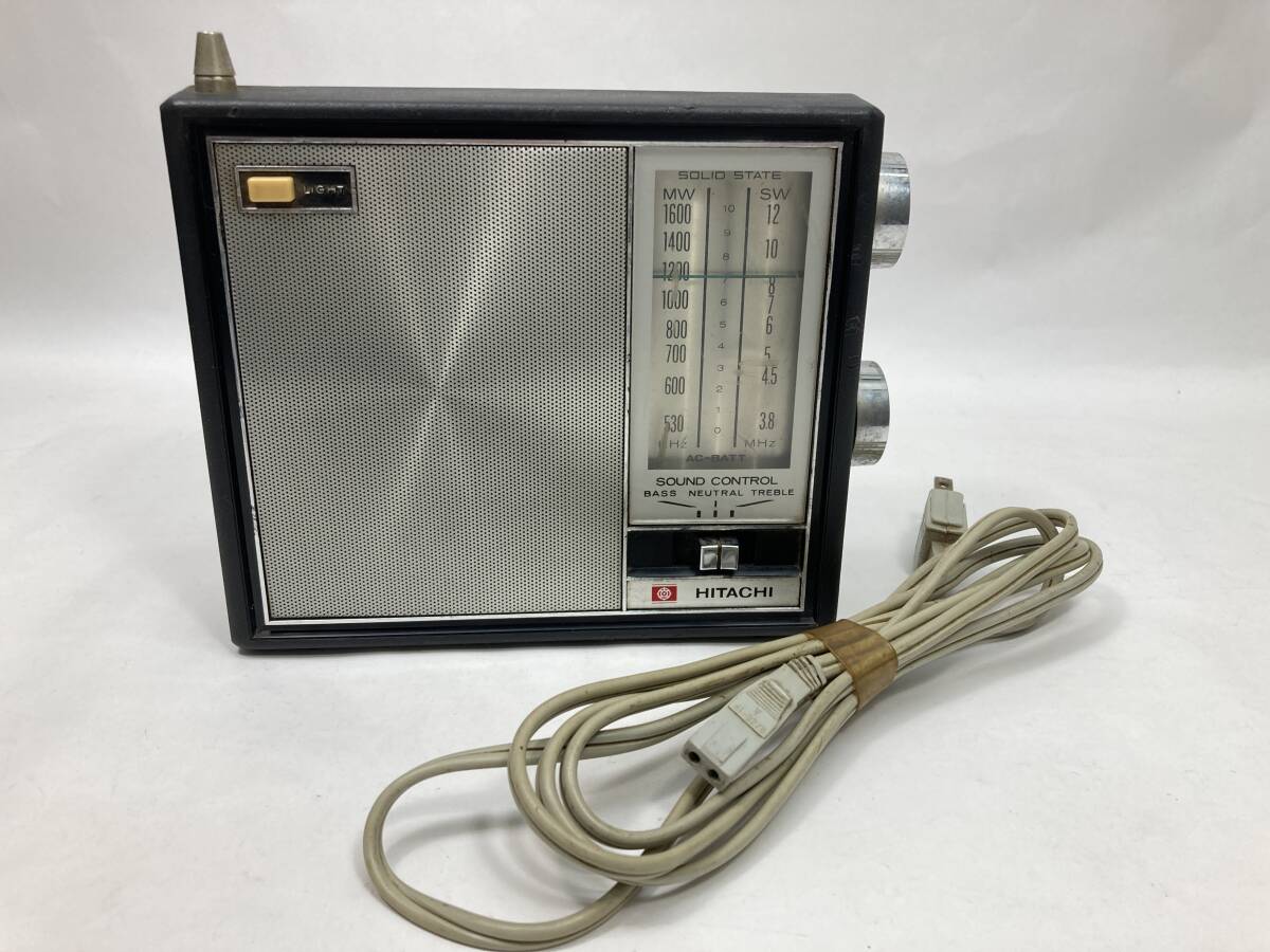 【傷や汚れあり】アンティークラジオ 日立 製作所 AM/SW 8トランジスター WH-827 HITACHI RADIO ACケーブル付き ...