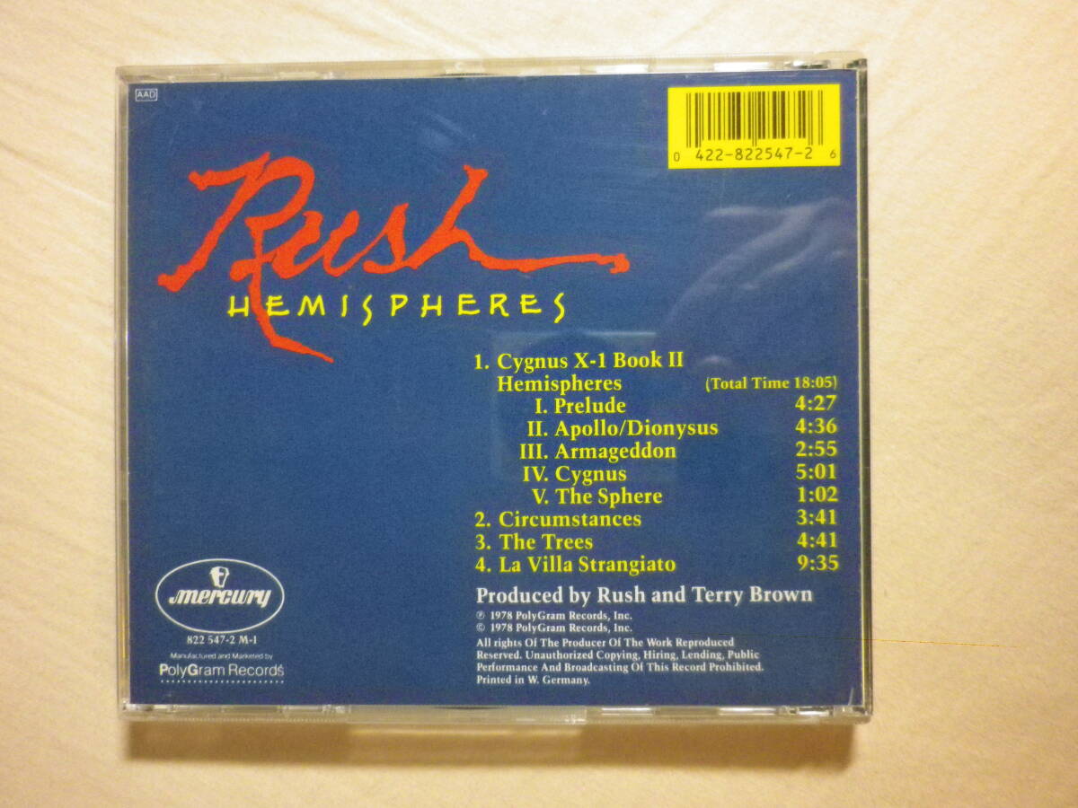 【目立った傷や汚れなし】『Rush/Hemispheres〔神々の戦い〕(1978)』(Polygram Records 822 547-2 M-1,西ドイツ盤,歌詞付,The Trees ...