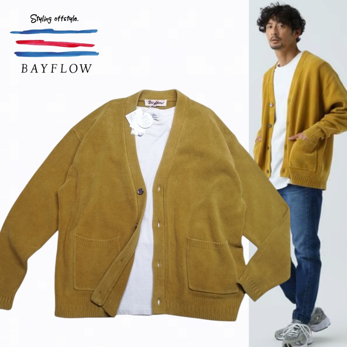 【未使用】 新品 BAYFLOW M～L size3 大人らしくて華もあるマスタードカラーのカーディガン !! フェイド感 OCEANS掲載ブランド ベイフローの落札情報詳細 - Yahoo ...
