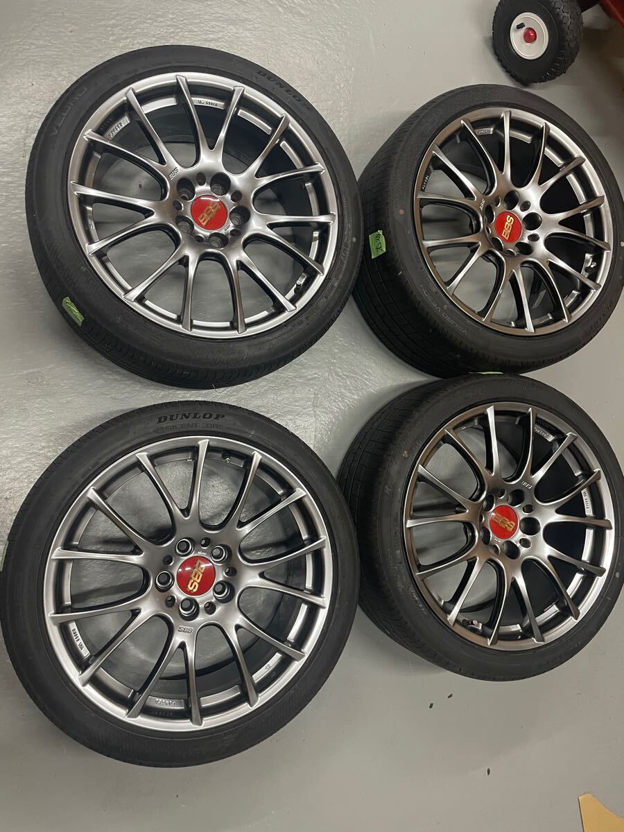 【目立った傷や汚れなし】19インチ 8.5J +43 & 9.5J +50 PCD114.3 BBS RE-V RE048 RE049 ダンロップ VEURO バリ溝鍛造 クラウン セルシオ ...