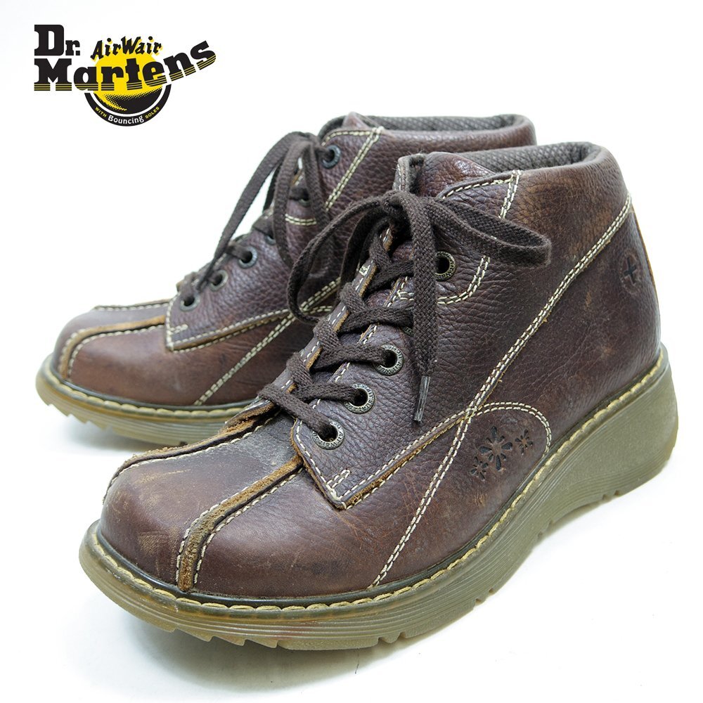 【目立った傷や汚れなし】UK8 27cm相当 Dr.Martens ドクターマーチン 6ホール イエローステッチ レザーブーツ ブラウン 茶 ...