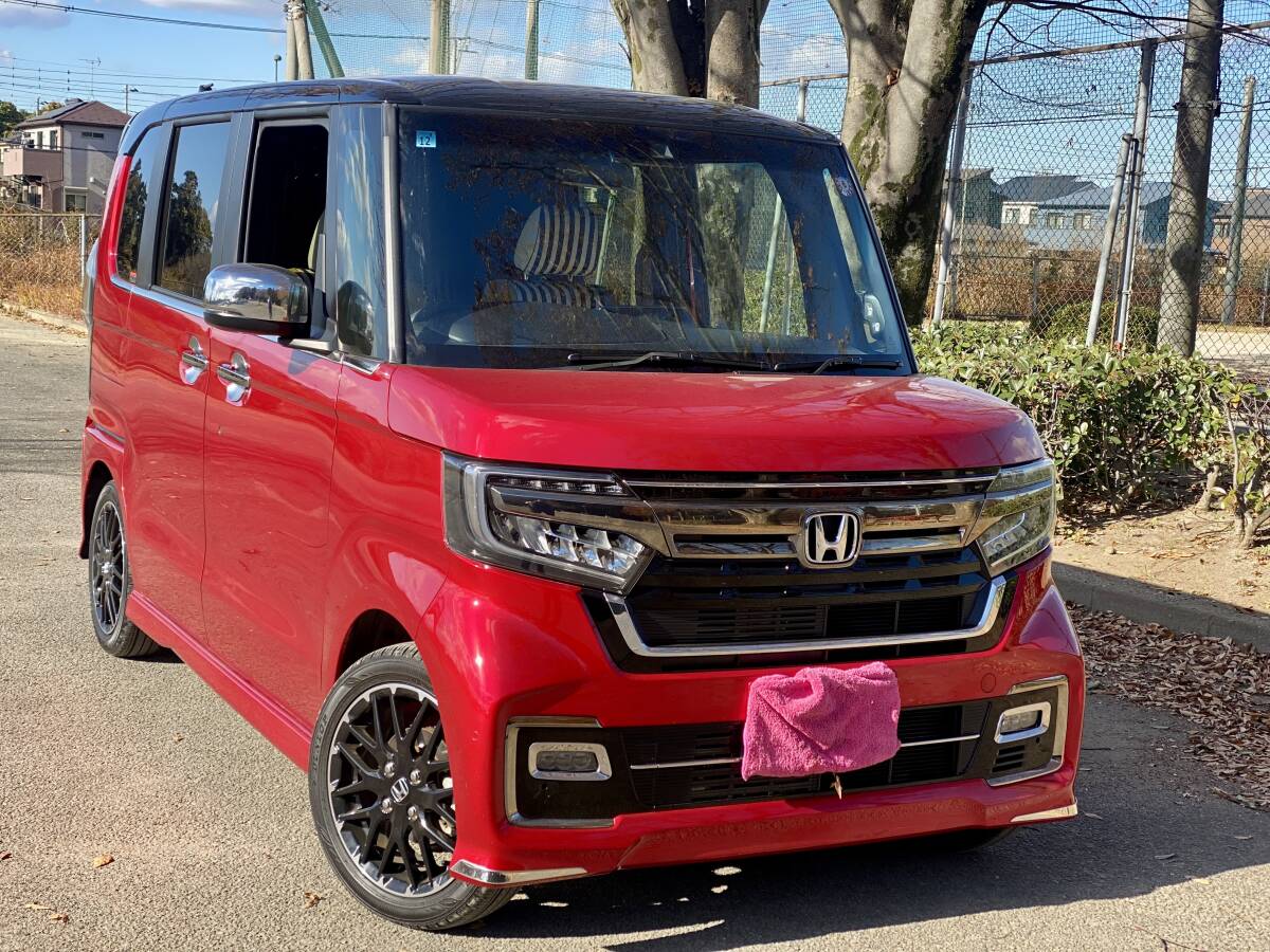 【走行距離 13,000 km】R5年式★ホンダNBOX Custom Lターボ・プレミアムクリスタルレッドメタリック★車検R8年12月まで★ ...