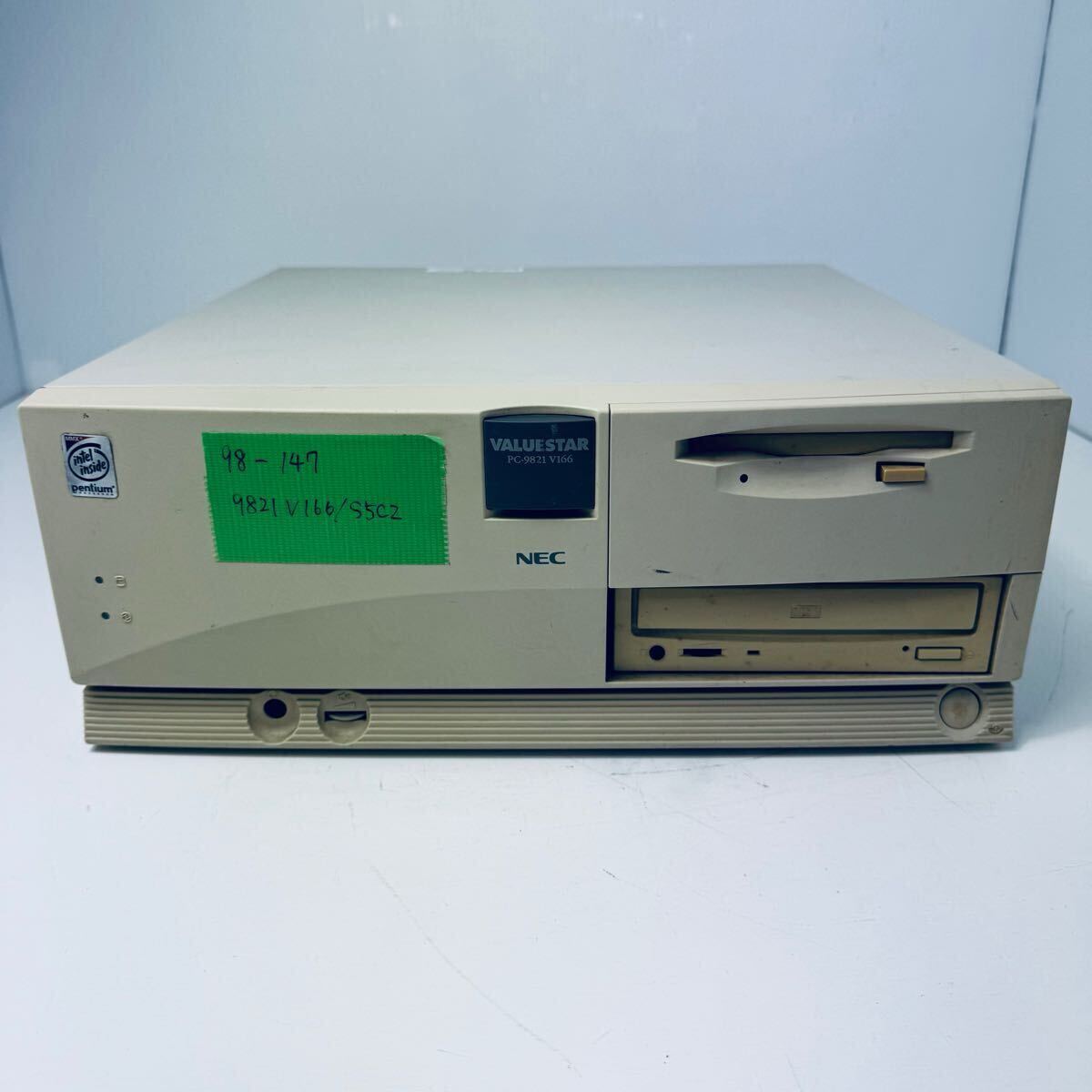 【傷や汚れあり】98-147 NEC PC-9821V166/S5C2 HDD欠 Pentium MMX 166Mhz 640kb+14336kb FDDよりMS-DOS6.20起動確認 ...