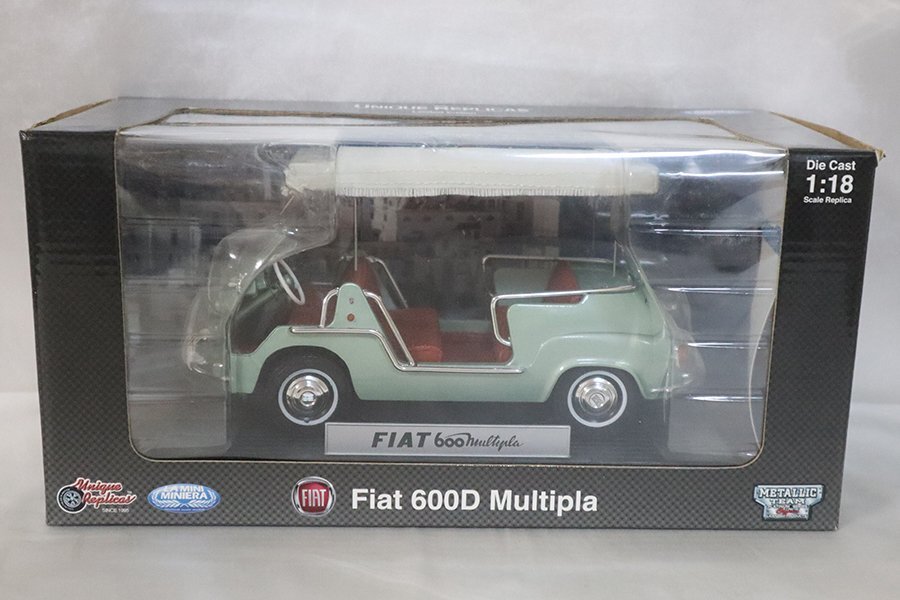 【目立った傷や汚れなし】開封済 1/18 ミニカー Fiat 600D Multipla UNIQUE REPLICAS Limited ...
