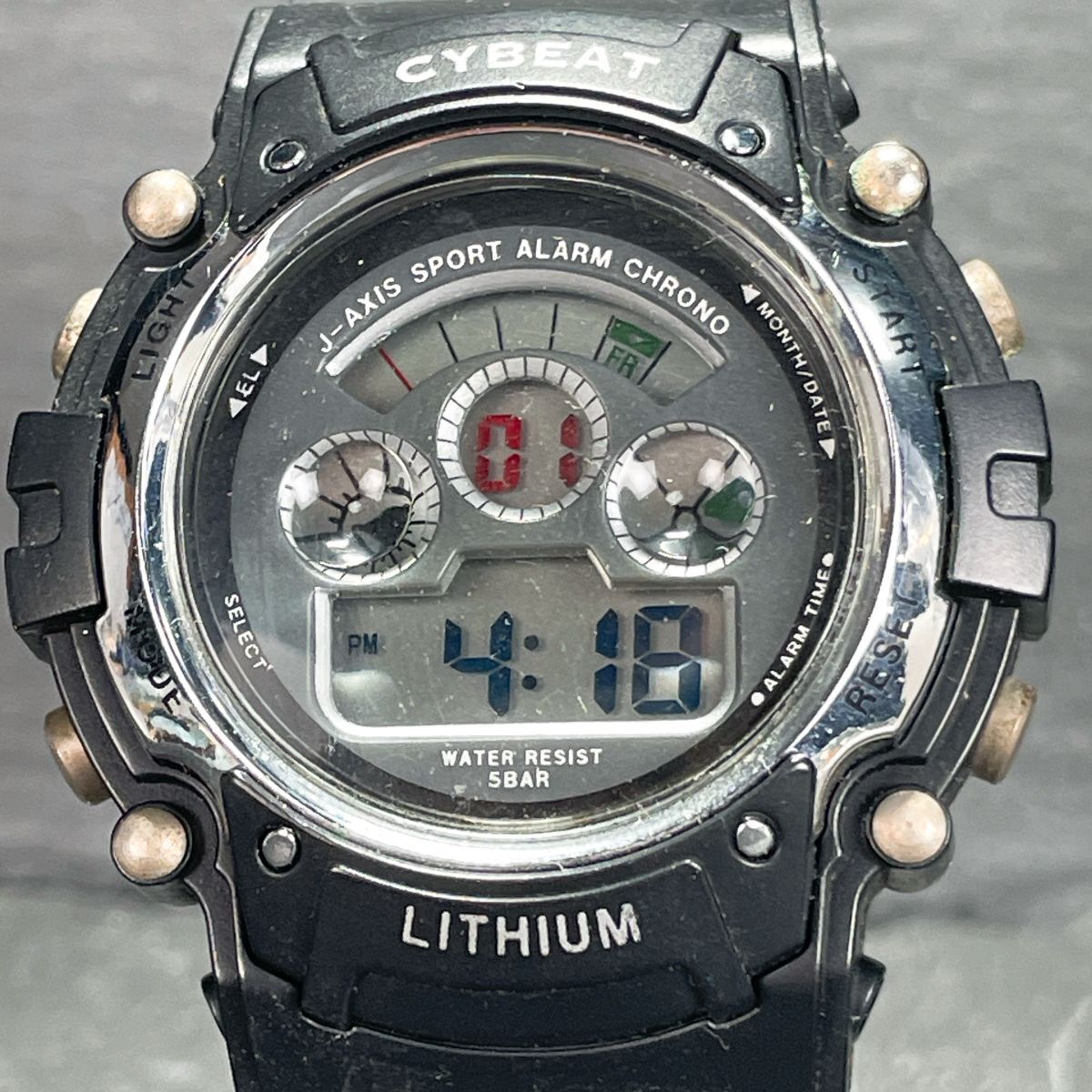 【やや傷や汚れあり】美品 J-AXIS ジェイアクシス CYBEAT サイビート NCY07 腕時計 デジタル クオーツ 多機能 カレンダー ...